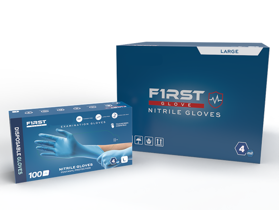 First Glove 4 Mil Blue Nitrile Disposable Exam Gloves