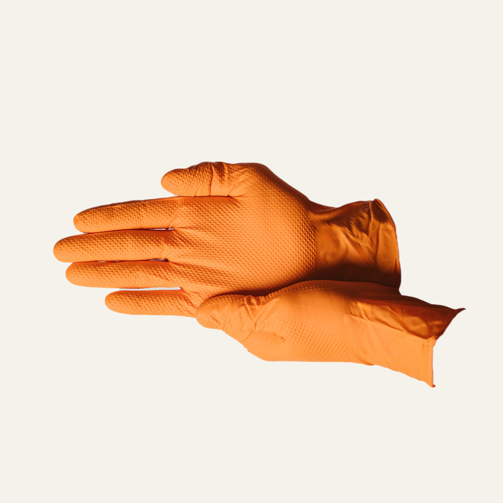 First Glove HD 8 Mil Orange Nitrile Disposable Industrial Gloves with